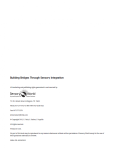 Building Bridges through Sensory Integration: Therapy for Children with Autism and other PDDs ...